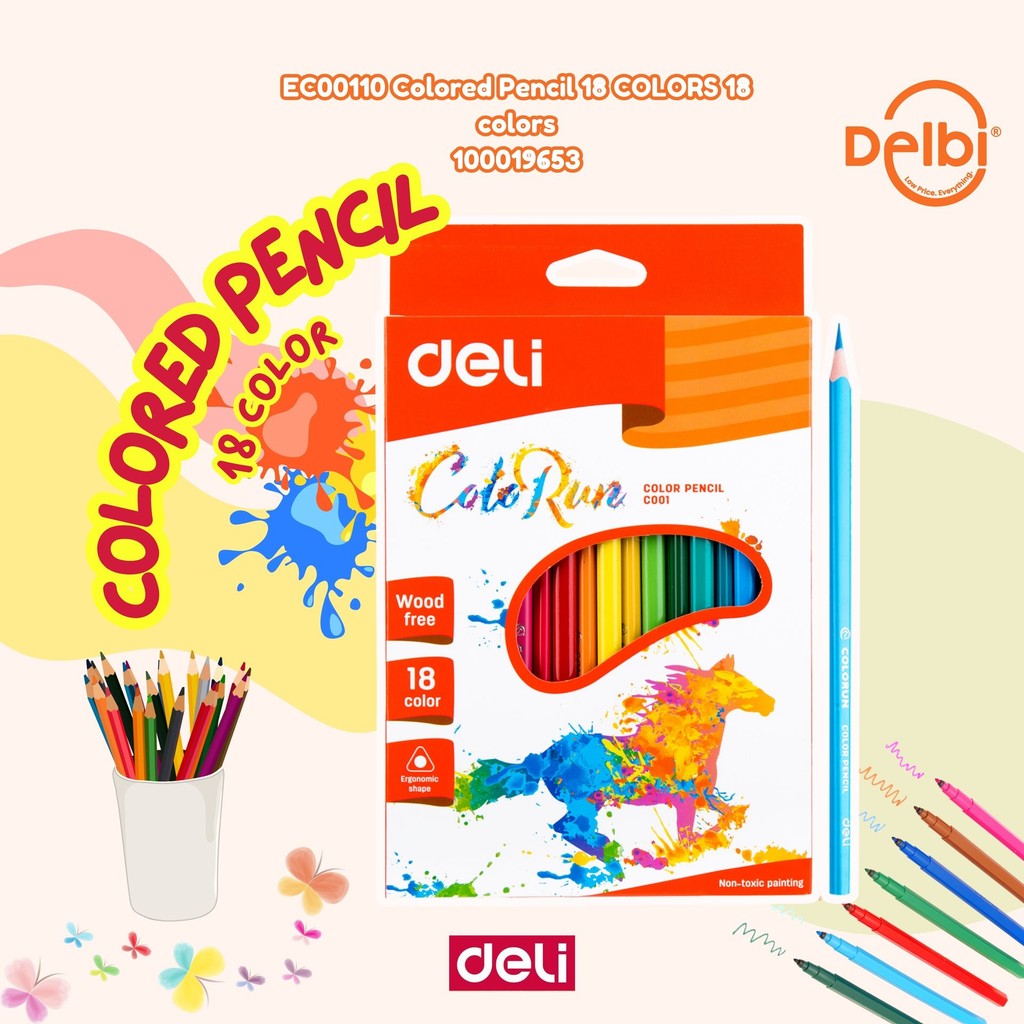 Jual Deli Colour Pencil 18 Warna EC00110 Colored Pencil 18 COLORS 18 ...