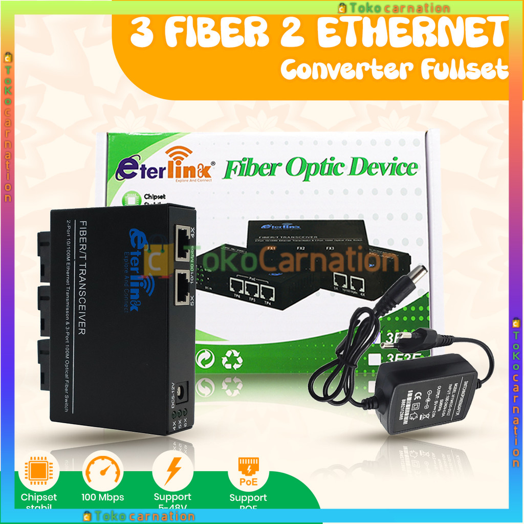 Jual BEST SELLER!!!【SupportPOE】3F2E Fiber Optik Media Converter Single ...
