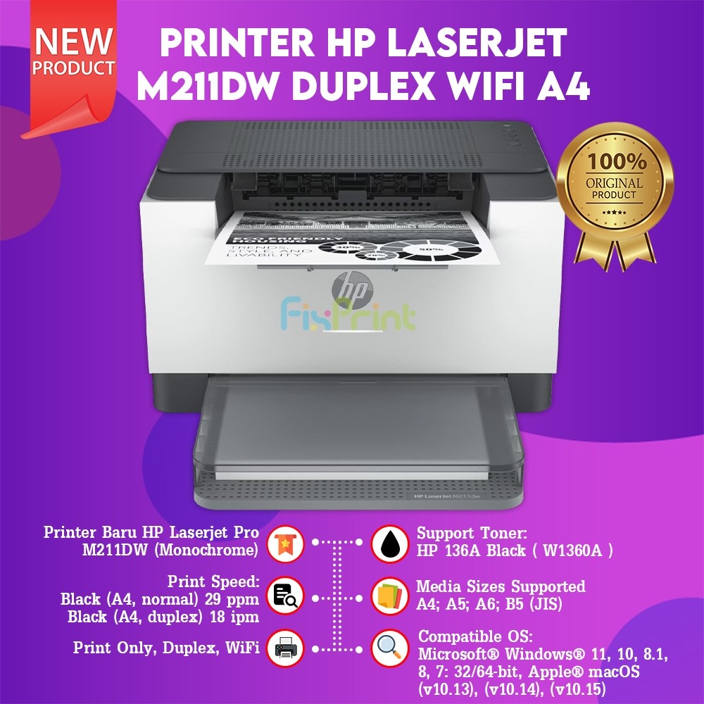 Jual FixPrint Printer LaserJet M211dw Printer Duplex Wireless Mono ...