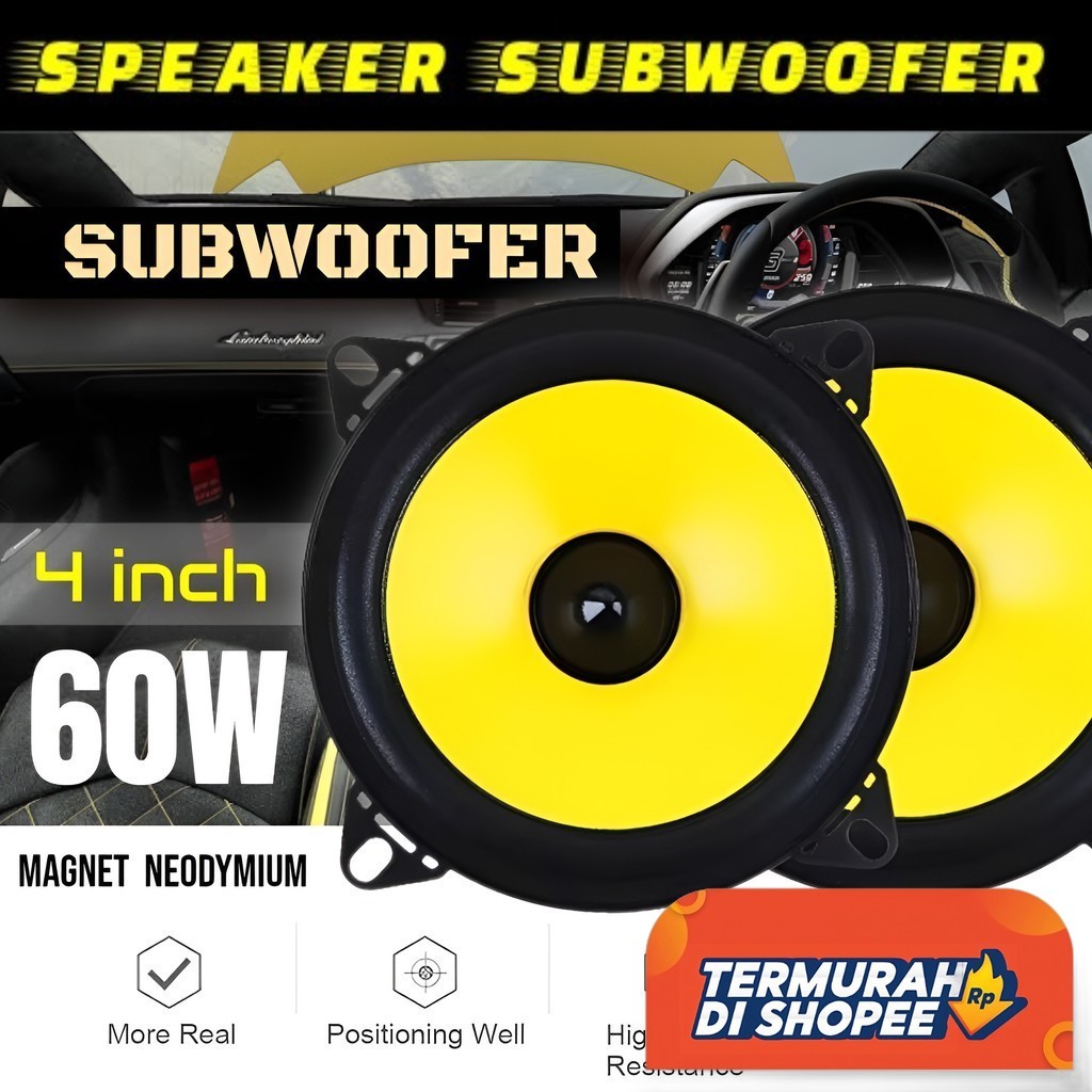 Jual Speaker Subwoofer Speaker Mobil HiFi 4 Inch 60W 2 PCS Stereo ...