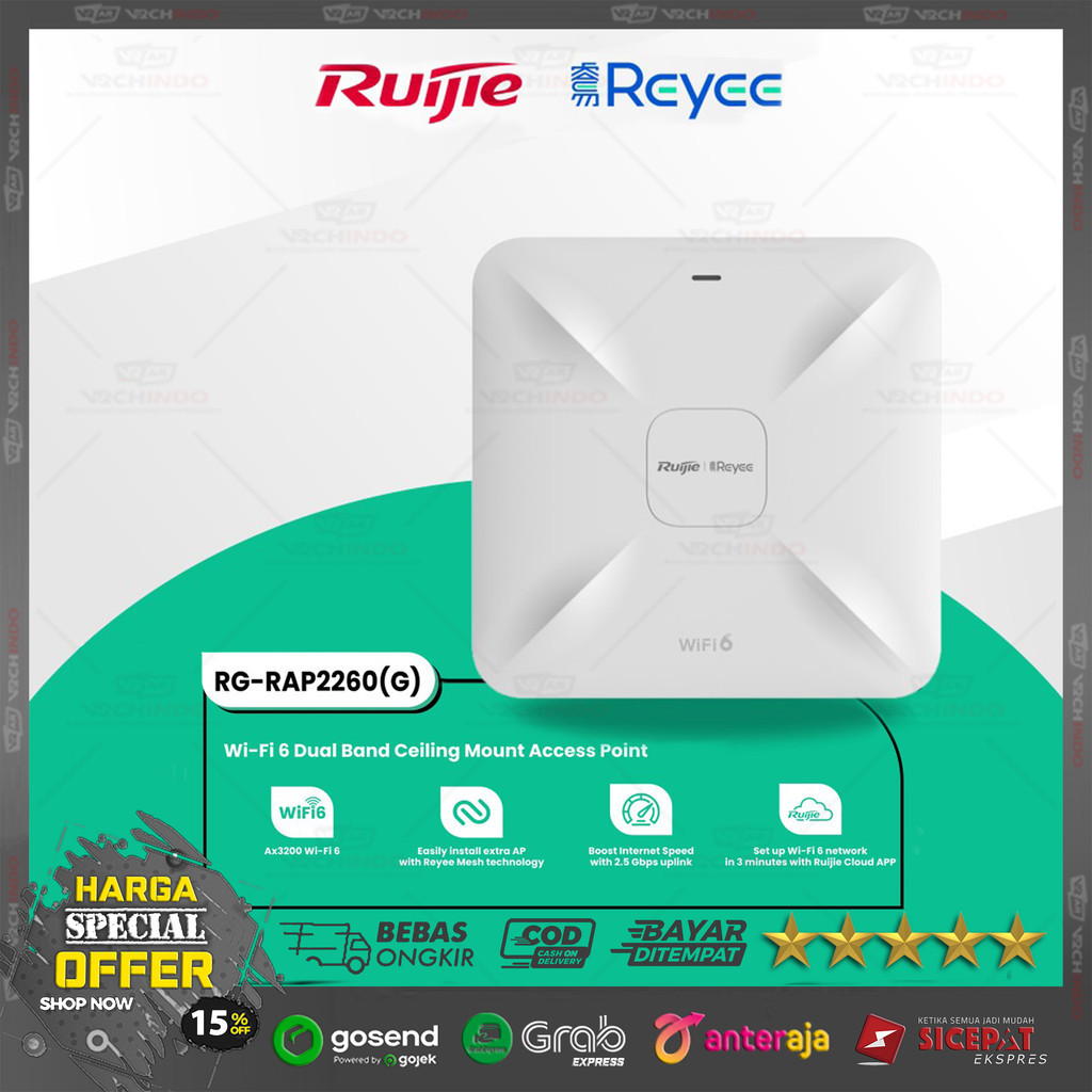 Jual Ruijie Reyee WI-FI 6 AX1800 RG-RAP2260(G) | CEILING ACCESS POINT ...