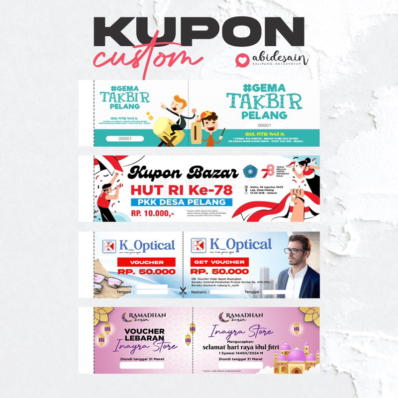 Jual Promo Cetak Kupon Custom, kupon undian, voucher, untuk segala macam kegiatan atau event ...