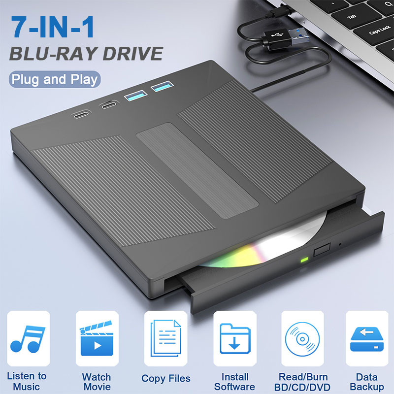 Jual Portable External Blu-ray Drive USB 3.0 Type-C BD/CD/DVD Optical ...