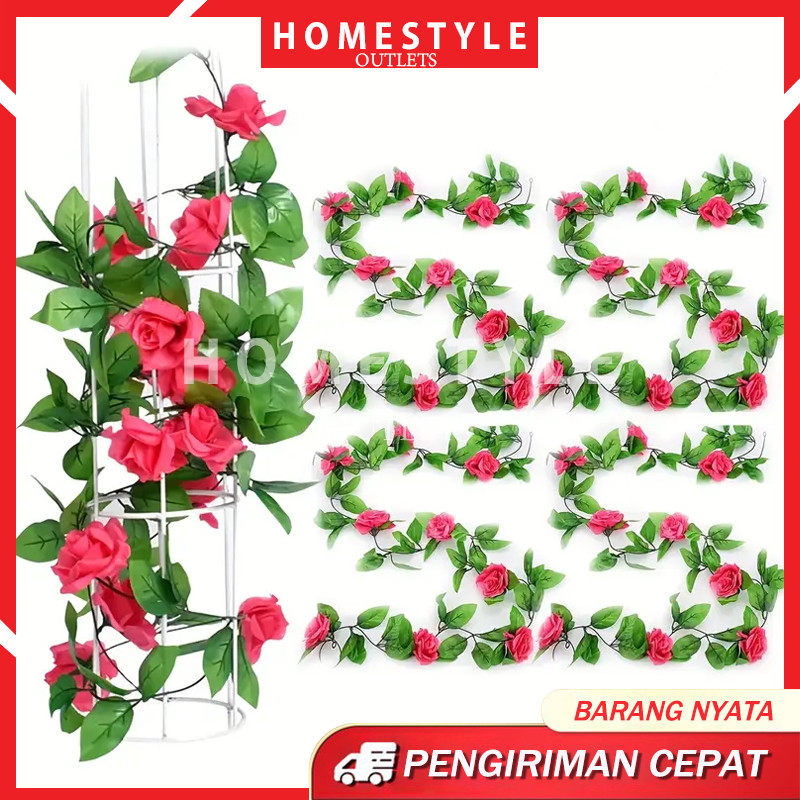 Jual 2.3m Bunga Mawar Rambat Palsu Dekorasi Wedding Ruangan Rumah ...