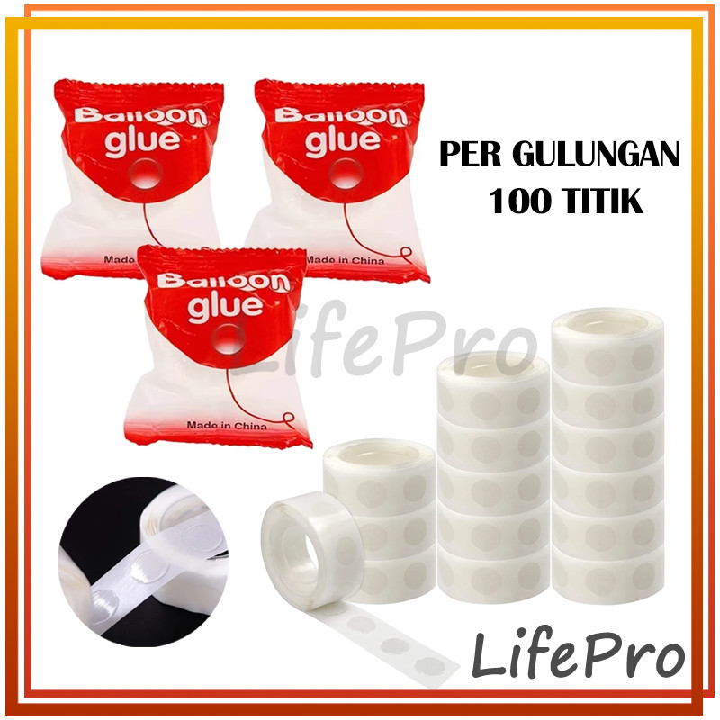 Jual Lem Balon / Perekat Balon / Glue Dot Balloon Lem Balon 1 Rol 100 ...
