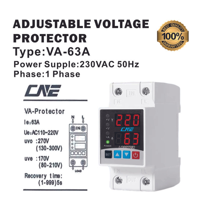 Jual VA-63A 220VAC 63A ADJUSTABLE VOLTAGE PROTECTOR | Shopee Indonesia