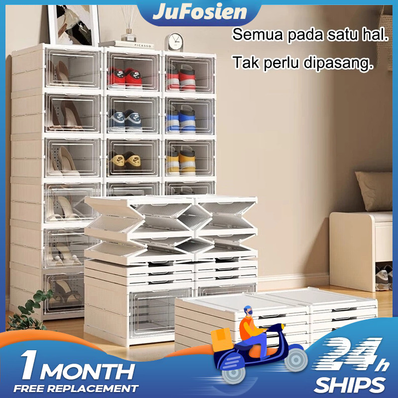 Jual Rak Sepatu Lipat Rak Sepatu Susun Tertutup Lemari Sepatu Kotak ...