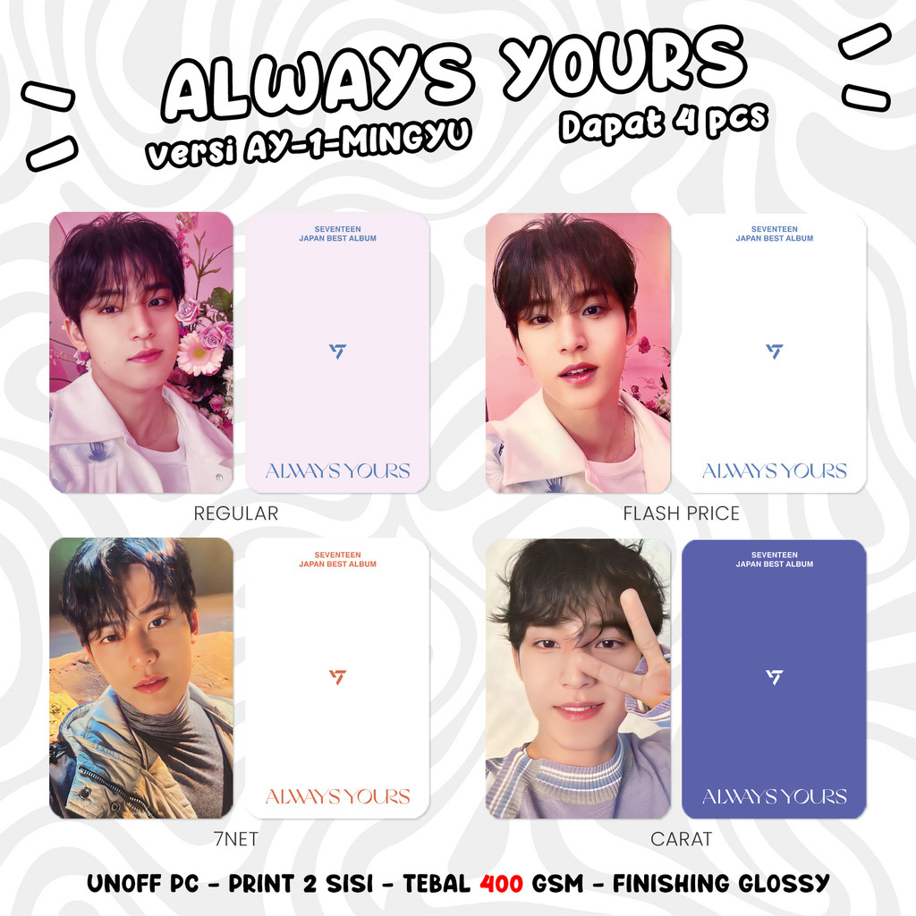 Jual (DAPAT 4 PCS) Photocard SEVENTEEN ALWAYS YOURS Unofficial PC KPOP JAPAN BEST ALBUM SVT ...