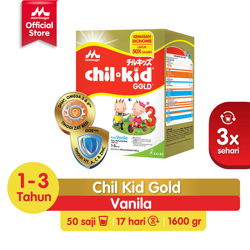 Jual WARNA Chil Kid 3 Gold Vanila 1600Gram Susu Pertumbuhan Anak Usia 1 ...