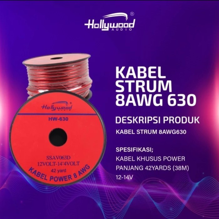 Jual MS99 Per Roll Kabel 8 AWG HOLLYWOOD AUDIO HW-630 Per Rol Per 1 Rol Cable Cabel 8AWG HW630 ...