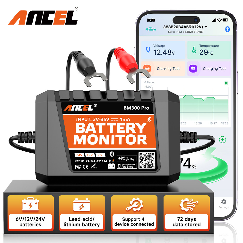 Jual 2025 New ANCEL BM300 Pro Battery Monitor 24V Battery Tester 12V ...