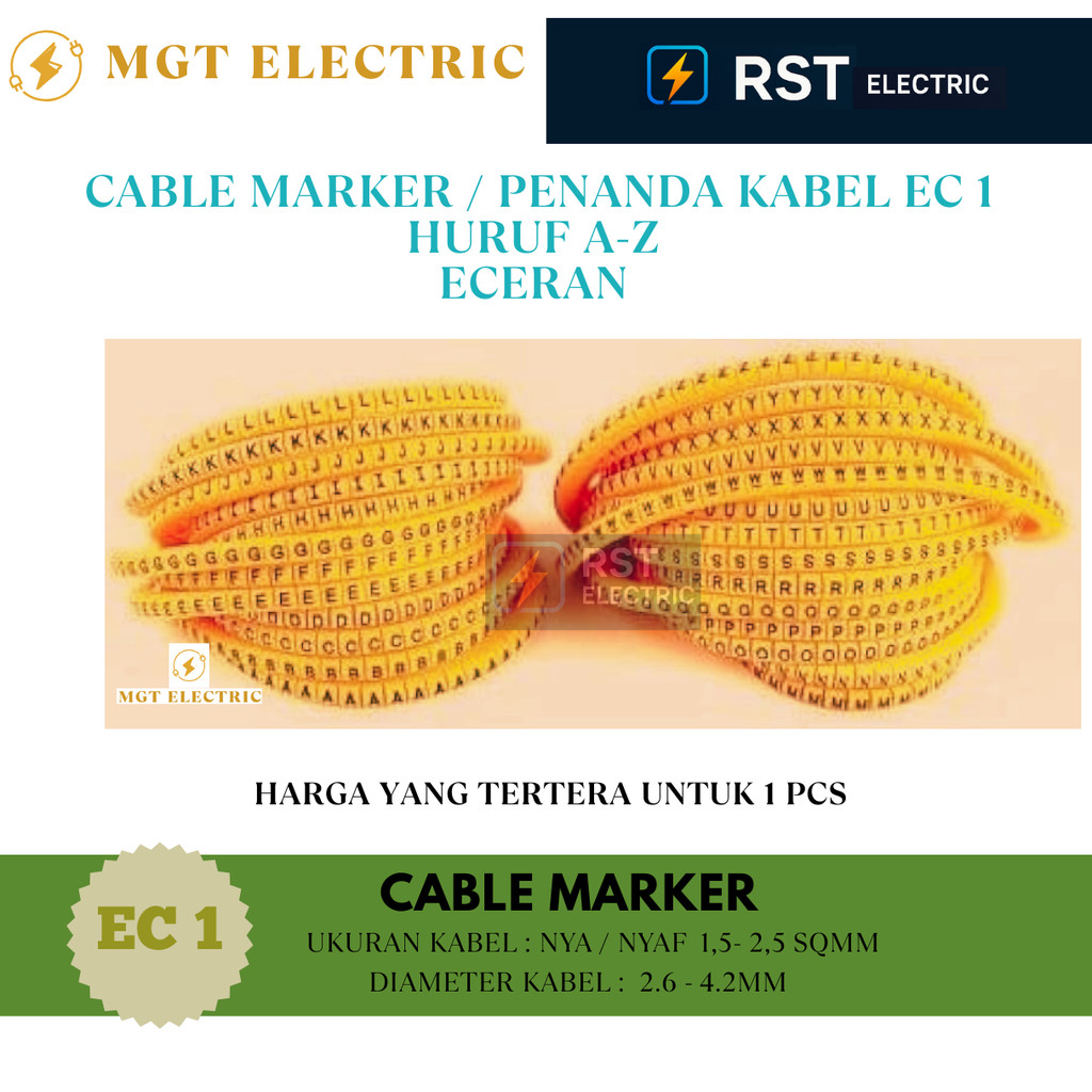 Jual Marker Kabel EC-1 / Cable Marker EC1 A-Z 1pc / Huruf A sampai Z ...