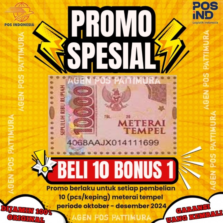 Jual (10 keping / pcs) Materai 10000 Asli Pos Indonesia Meterai Matrai ...