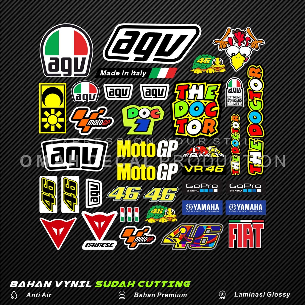 Jual STICKER PACK RACING AGV STIKER AESTHETIC VR46 ROSSI ANTI AIR ...