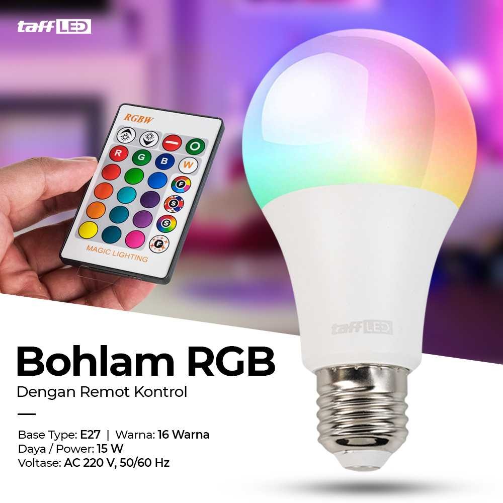 Jual Lampu Bohlam RGB 15W E27 dengan Remote Control - B5 | Shopee Indonesia