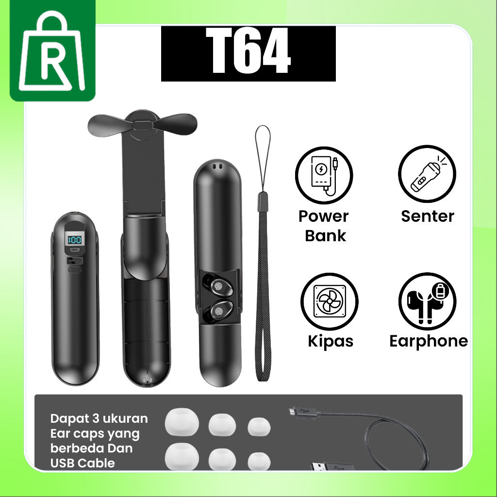 Jual Bluetooth Earphone with F7 Earbuds Dan Mini Fan Dan Flashlight Dan ...