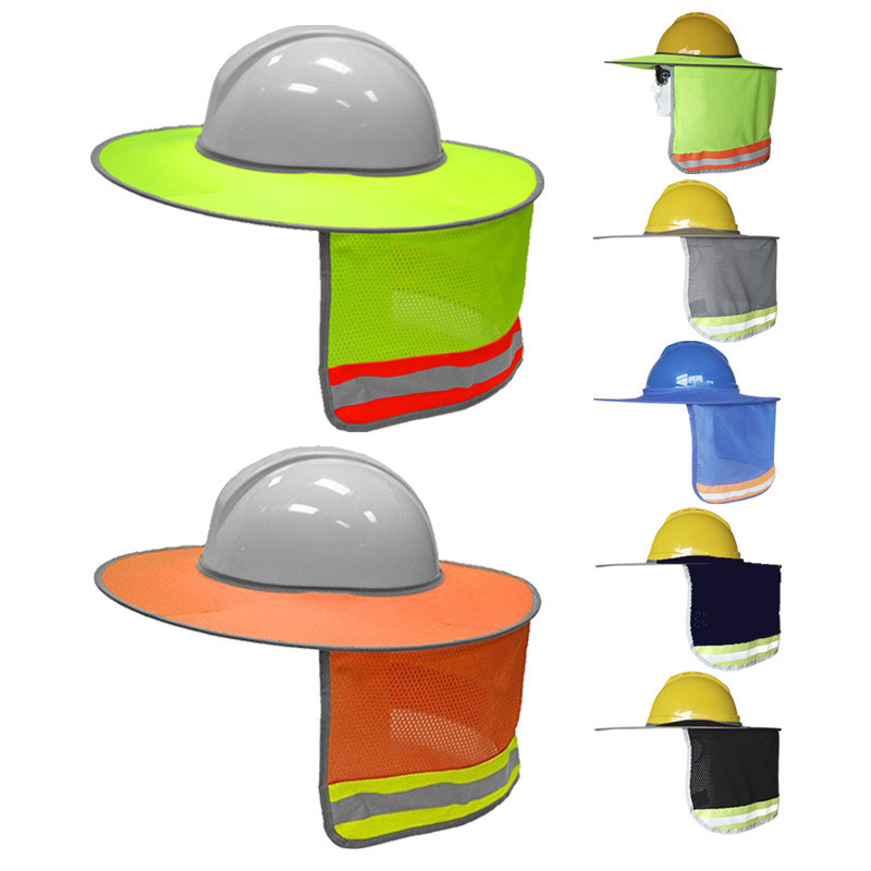 Jual Construction Safety Reflective Hard Hat Neck Shield Helmet Sun ...