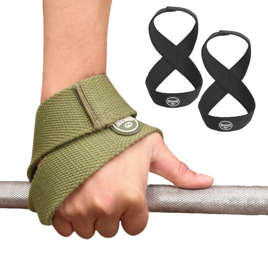 Jual Padded Figure 8 Straps Deadlift Weight Lifting Wrist Straps ...