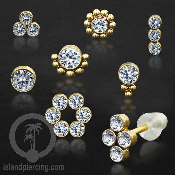 Jual Anting Stud Stainless Earring warna gold dengan batu Kristal ...