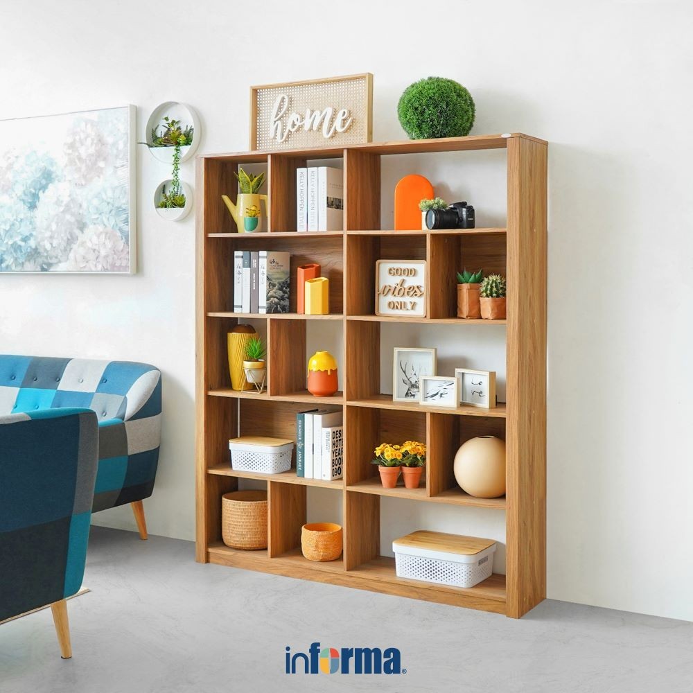 Jual Informa Funky Rak Buku 150X30X180 cm - Cokelat Oak Bookshelf Books ...