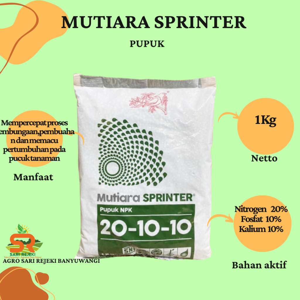 Jual PUPUK SPRINTER 20-10-10 1KG MUTIARA | Shopee Indonesia