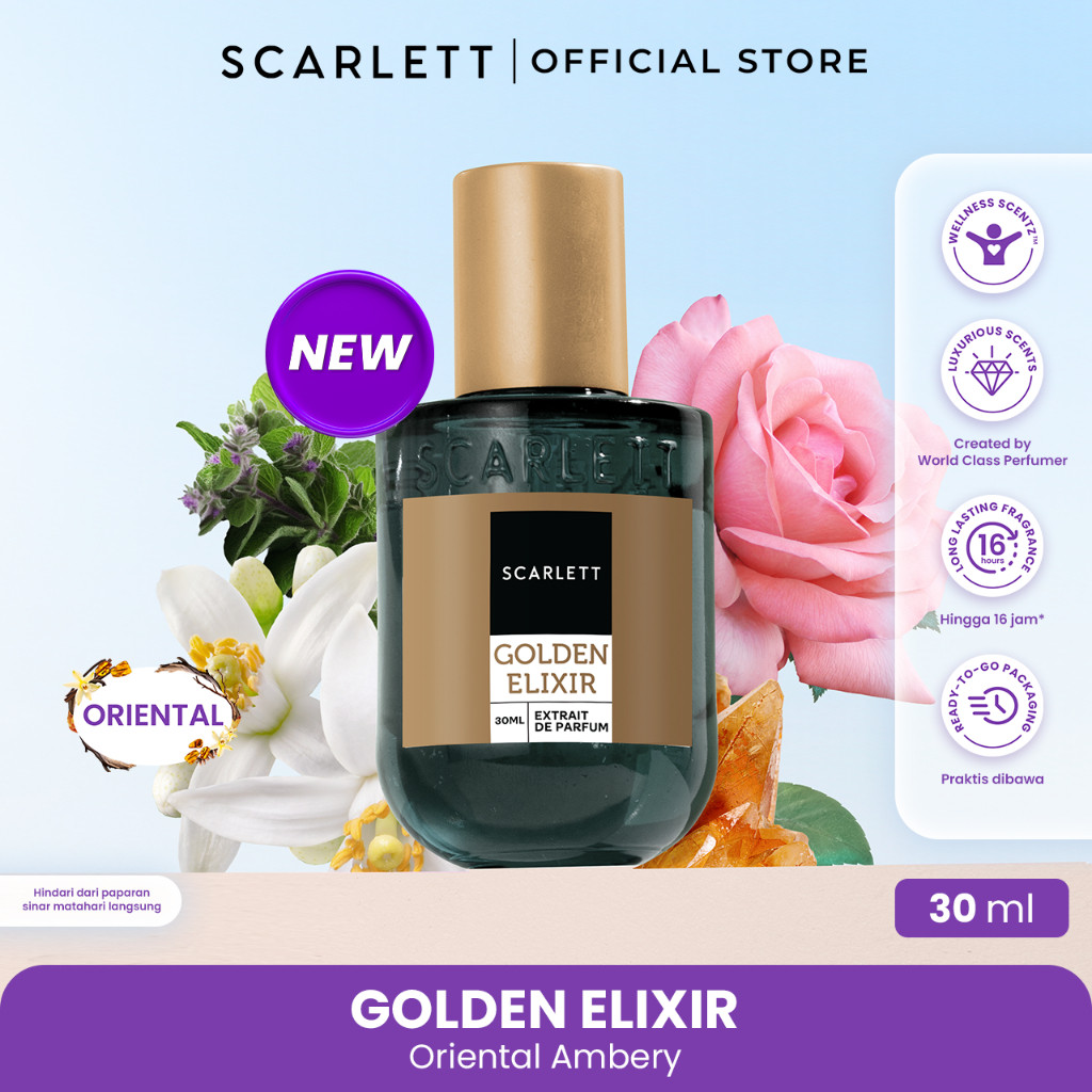 Jual 𝓳𝓮𝓵𝓲𝓽𝓪 - Scarlett Whitening Extrait De Parfum Golden Elixir 30ml ...