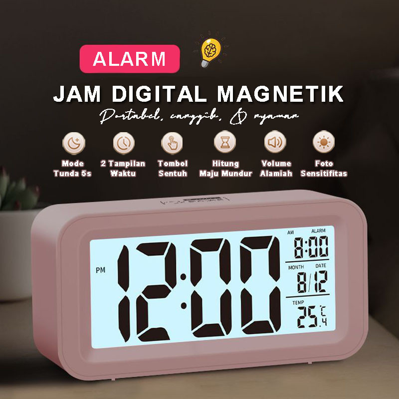Jual JAM ALARM MAGNETIK LED JAM TEMPEL SERBAGUNA CERDAS / JAM MEJA ...