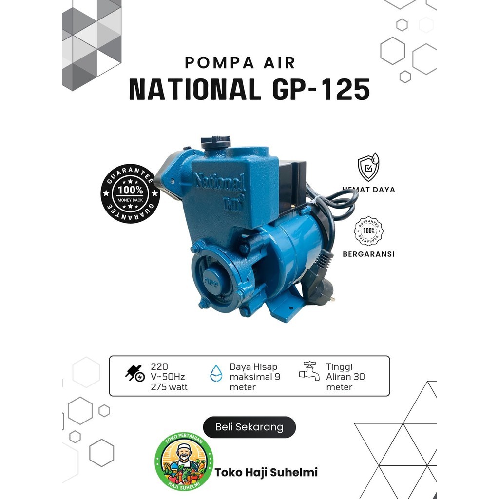 Jual POMPA AIR / MESIN POMPA AIR NATIONAL GP-125 275 Watt 220V Produk ...