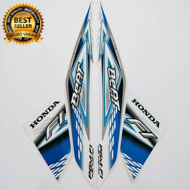 Jual striping honda beat fi 2014 putih list biru stiker list body motor ...