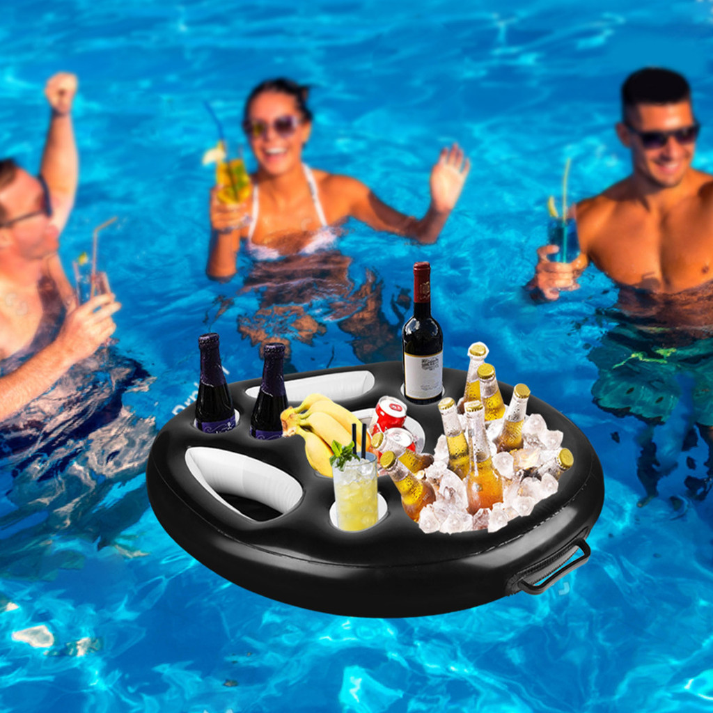 Jual Pool Party Snacks & Beverage Holder Tray Portable Pool Parties ...