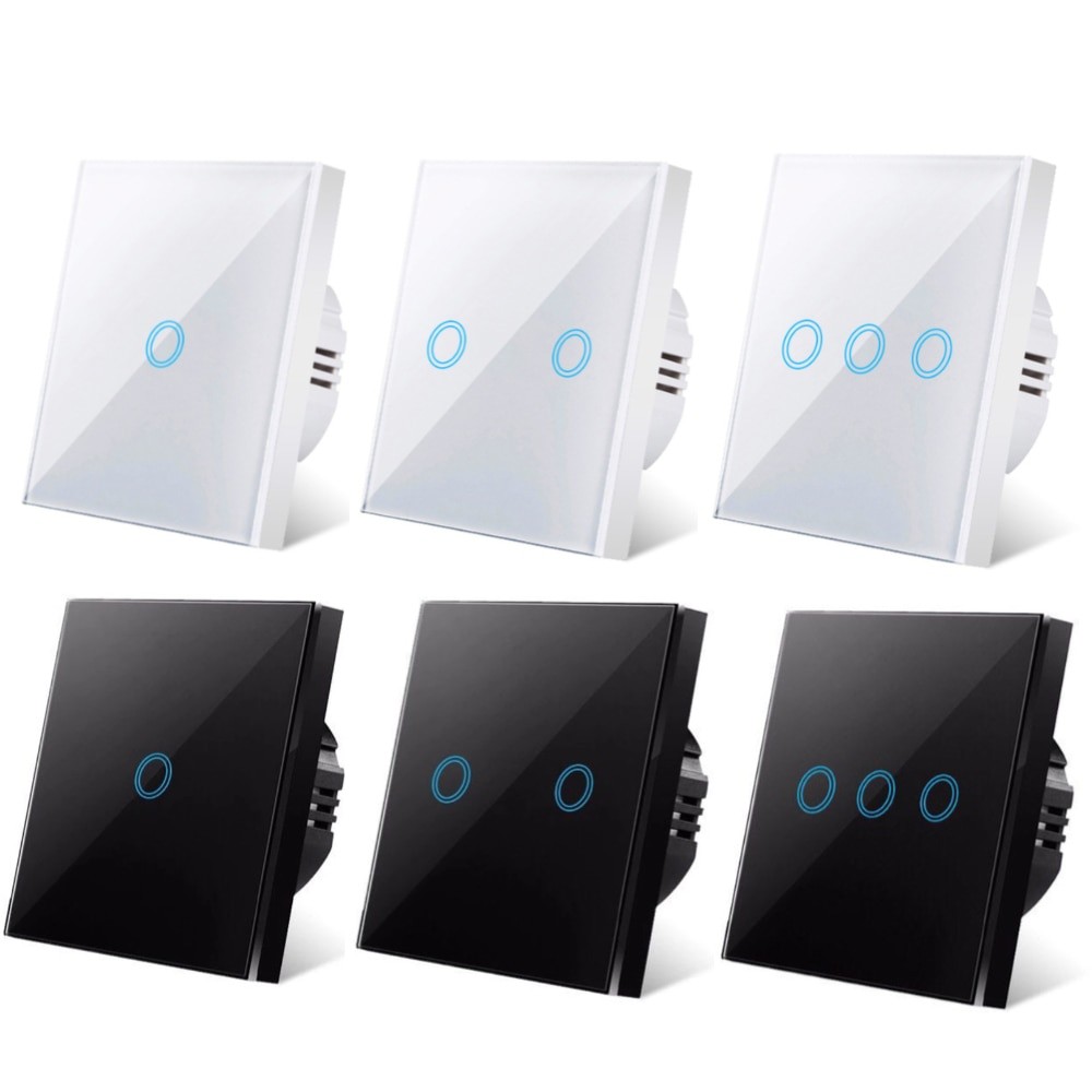 Jual EU Touch Switch AC100 240V Tempered Black White Crystal Glass ...