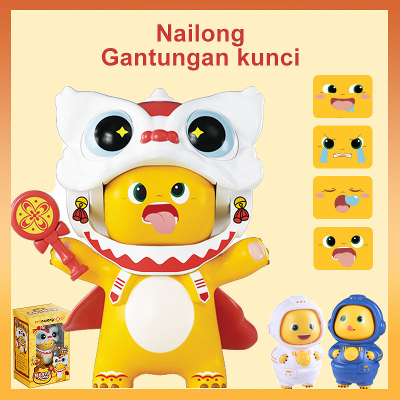 Jual Nailong Barongsai Dino Kuning Mainan Berubah Wajah KeyChain ...