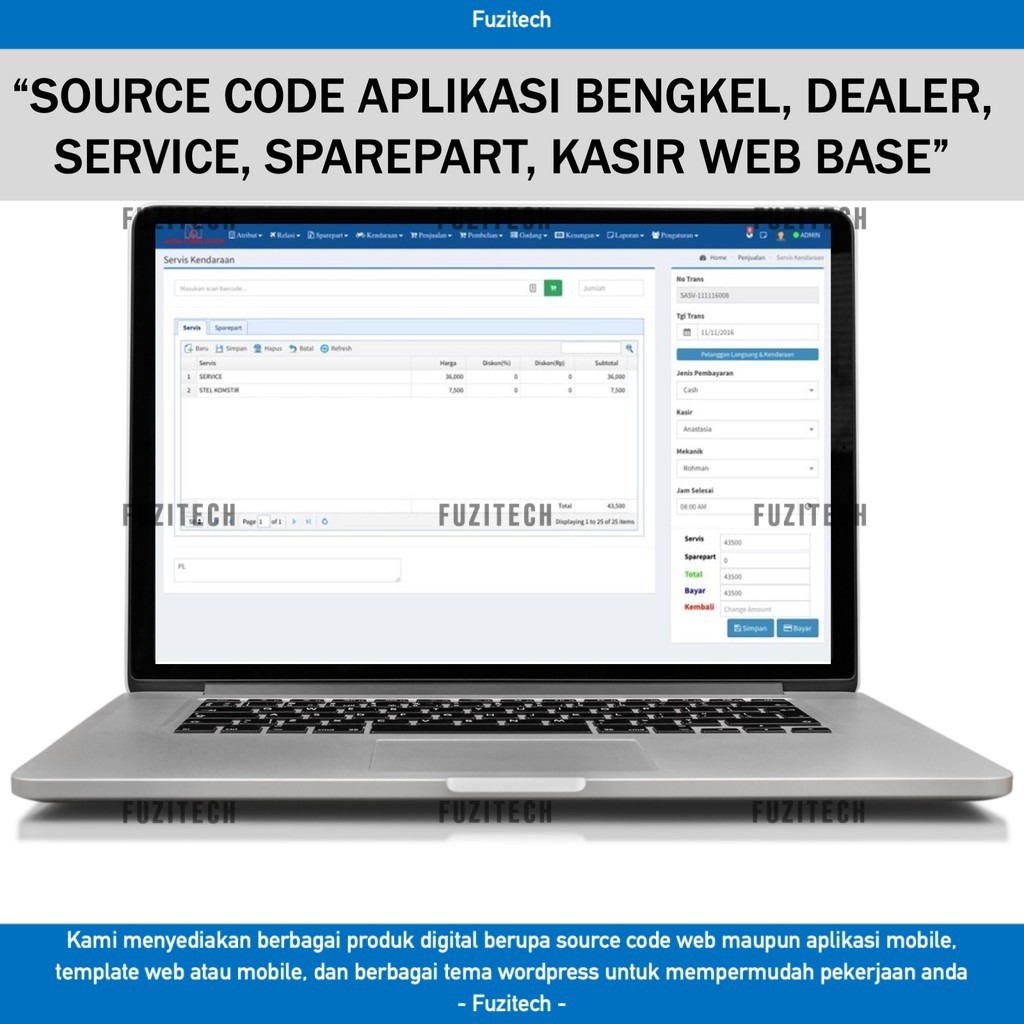 Jual SOURCE CODE APLIKASI WEB SISTEM INFORMASI BENGKEL DEALER SERVICE SPAREPART KASIR D2 ...