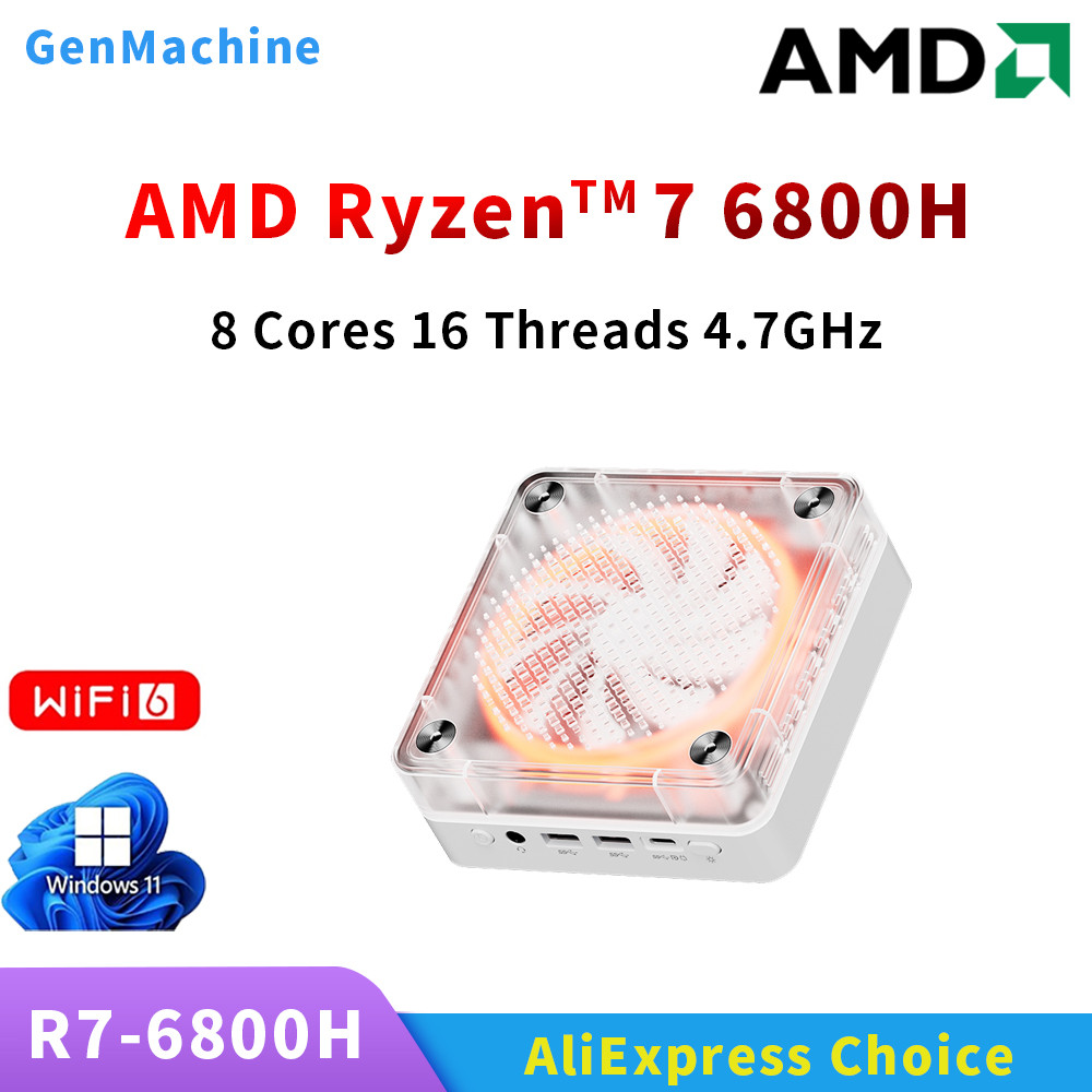 Jual Genmachine R7 6800H Mini PC Windows 11 Ryzen WiFi 6 Gaming PC 8C ...