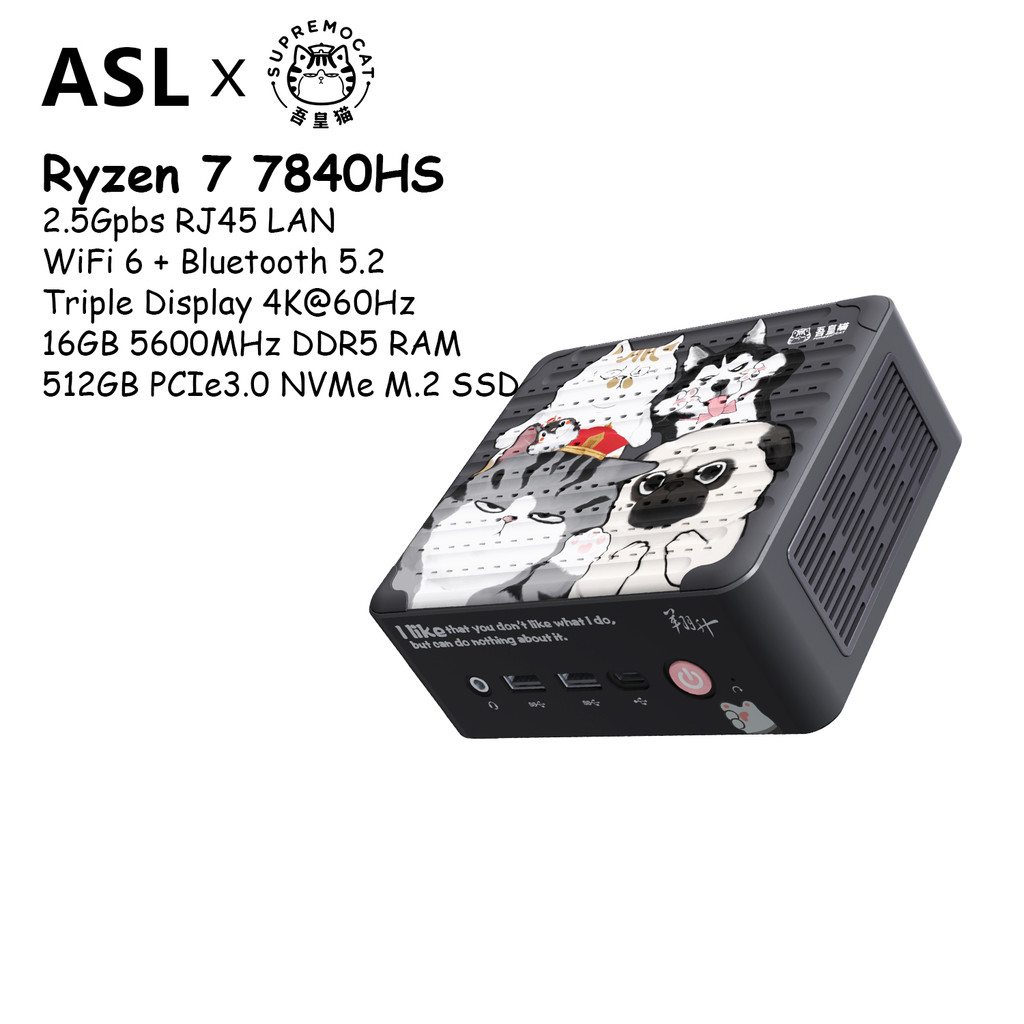 Jual ASL & Supremo Cat Co-Branded Mini PC AMD Ryzen 7 7840HS 16GB DDR5 ...