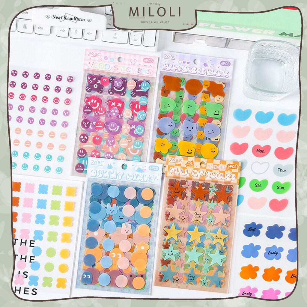 Jual [MILOLI] 6Pcs CUTE FLAT STICKER DIY PET Emoji Deco Jurnal Diary ...