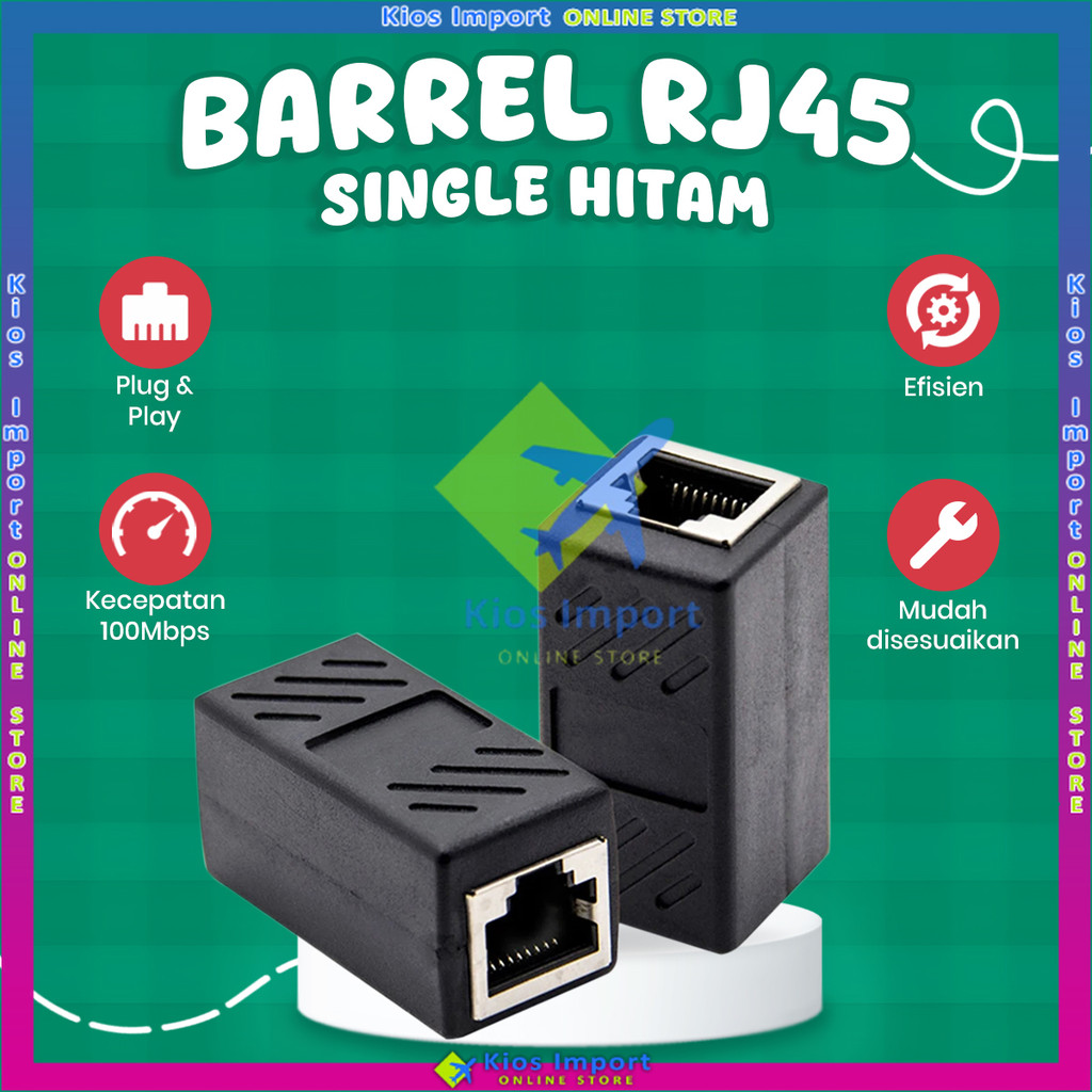 Jual Sambungan RJ45 Hitam Konektor Baik Besi Female to Female | Shopee ...