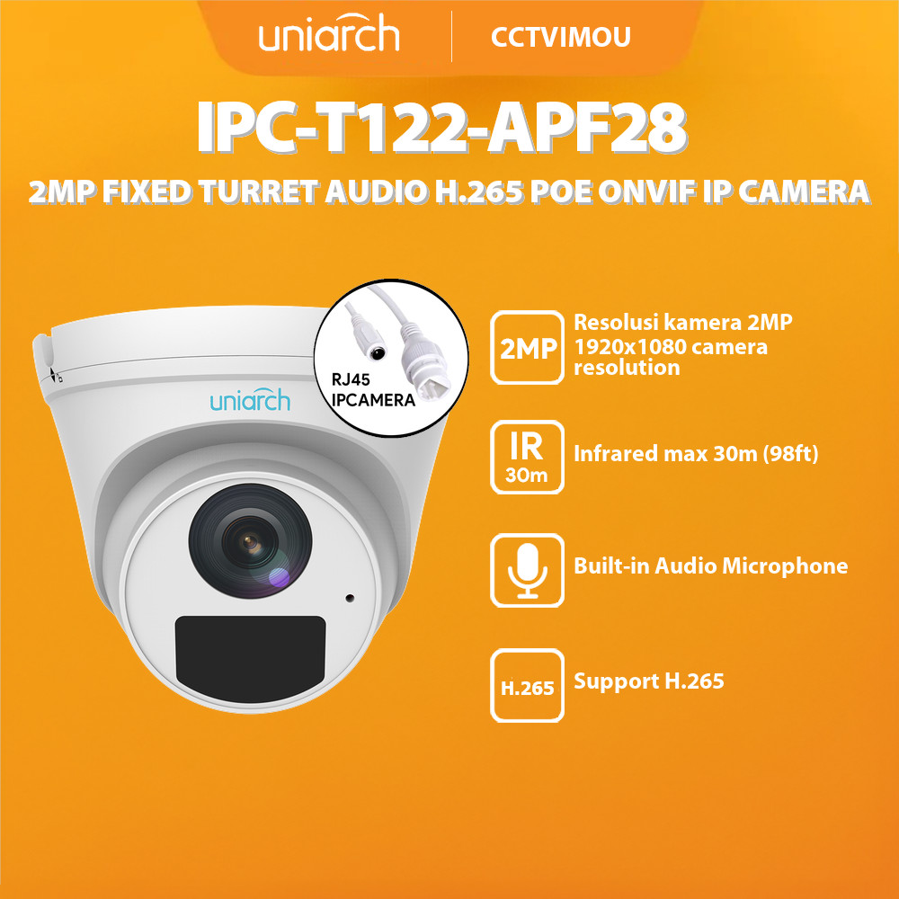 Jual UNIARCH IPC-T122-APF28 2MP FIXED TURRET AUDIO H.265 POE ONVIF IP ...