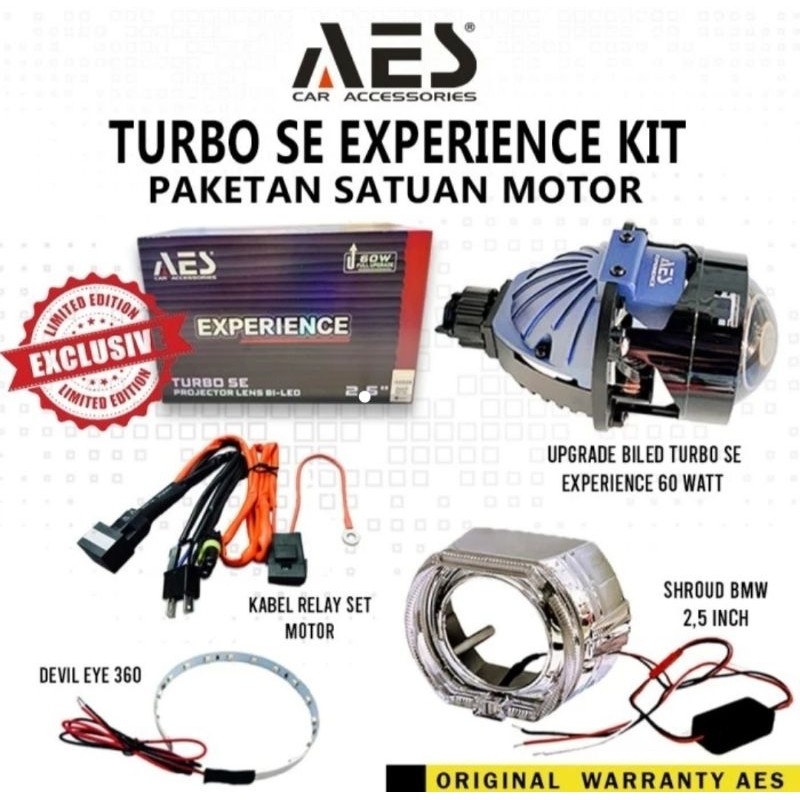 Jual Paket Hemat BILED AES TURBO SE FLAT 2,5 INCH 60 WATT PAKET SHROUD ...