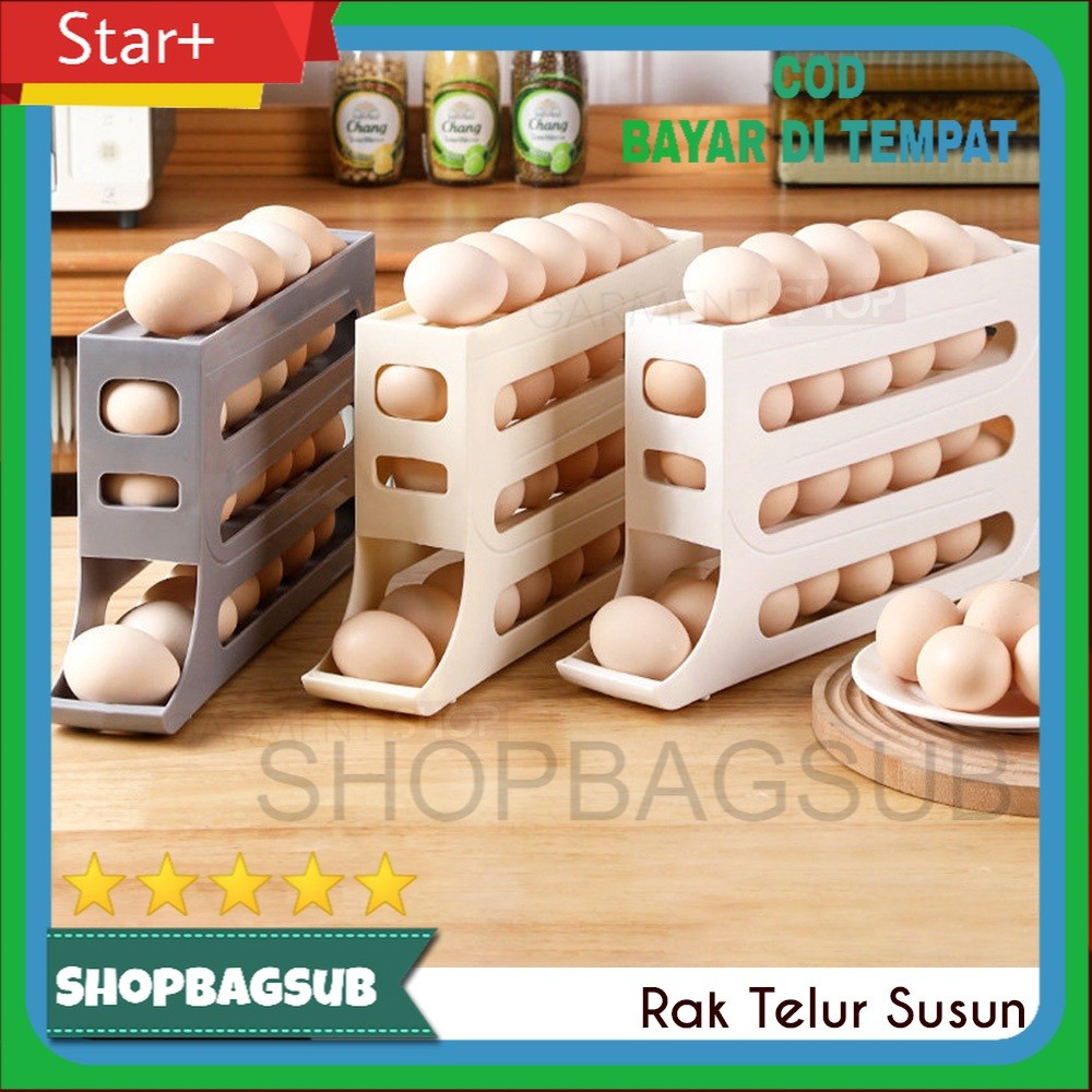 Jual Rak Telur 4 Tingkat Bergulir Otomatis Tempat Dispenser Penyimpanan ...