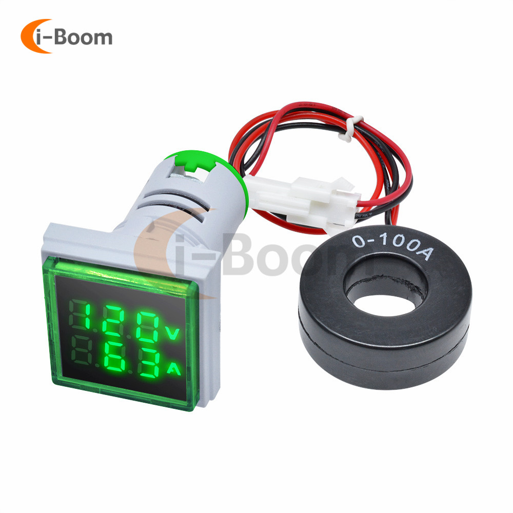 Jual AC 50-500V 0-100A LED Digital Voltmeter Ammeter 110V 220V Car Volt ...