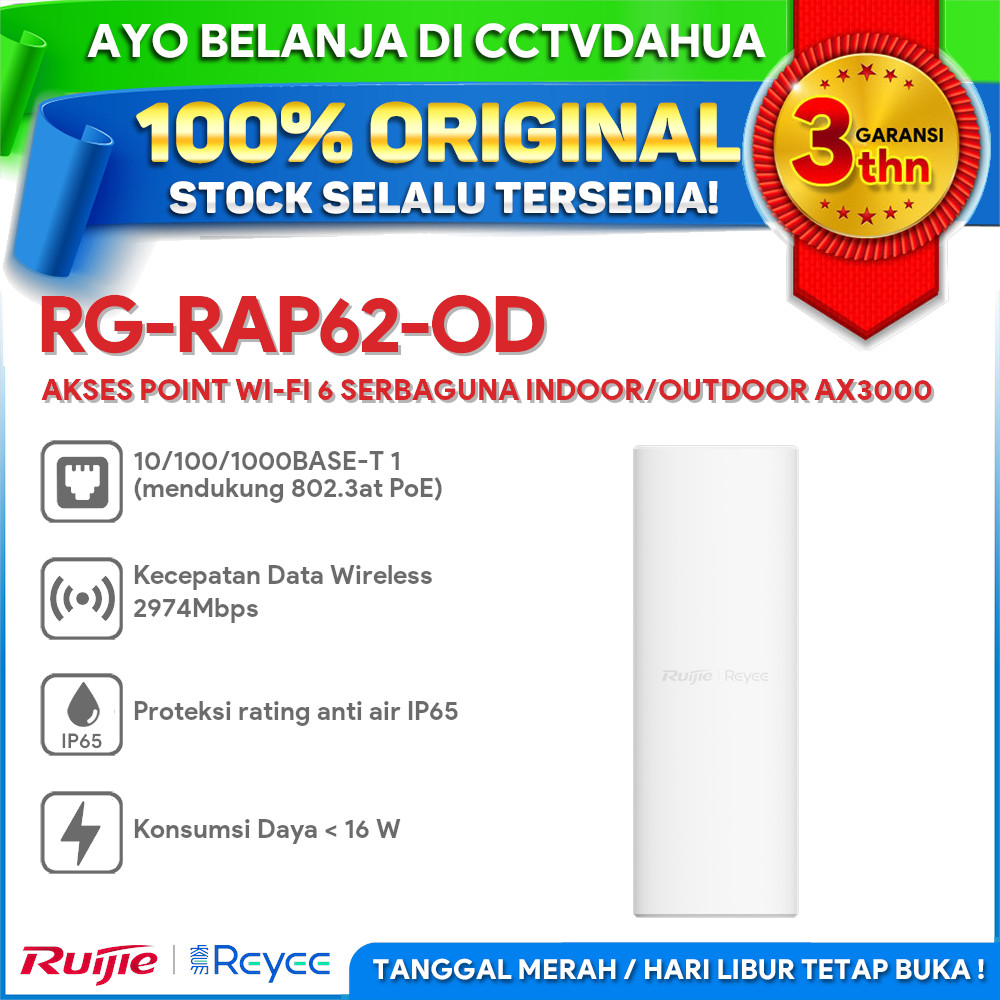 Jual RUIJIE REYEE RG-RAP62-OD AKSES POINT WI-FI 6 SERBAGUNA INDOOR/OUTDOOR AX3000 | Shopee Indonesia