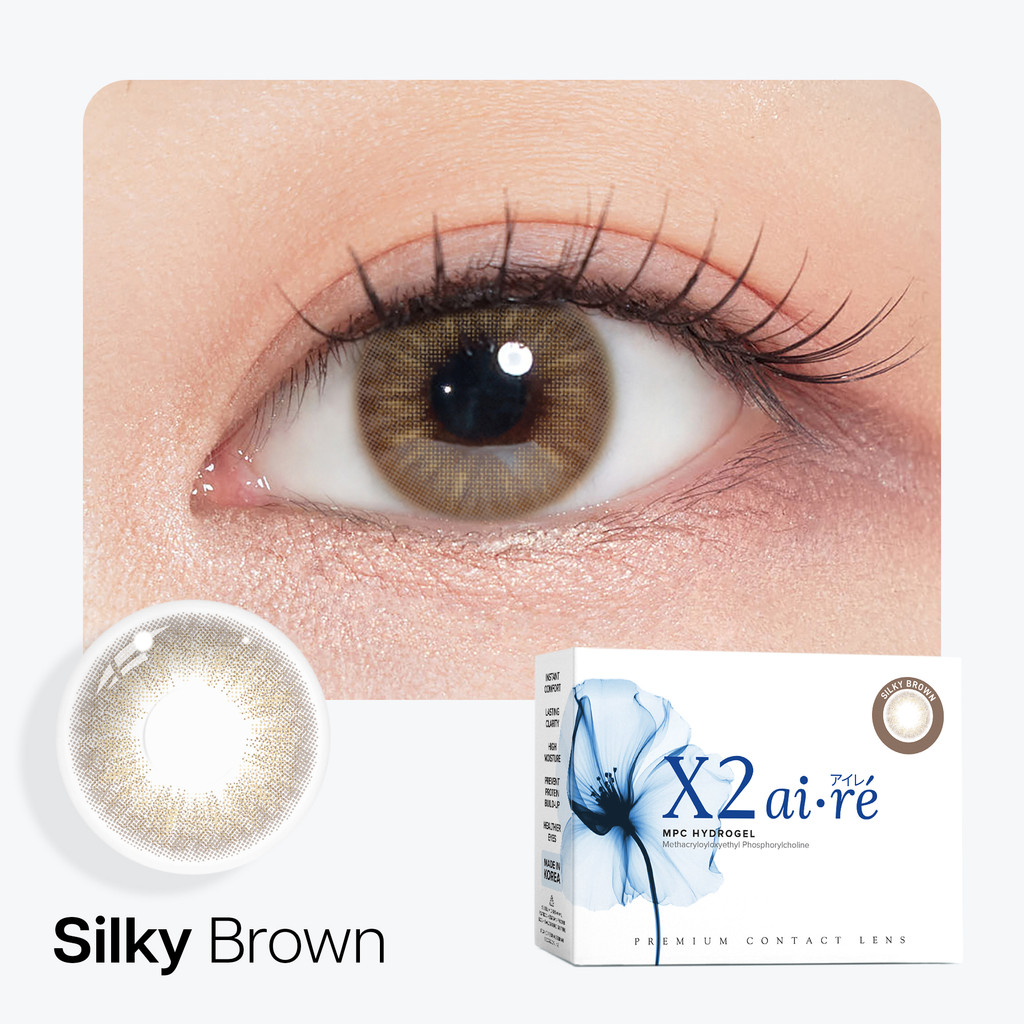 Jual X2 Ai're - softlens minus warna cokelat terang (silky brown) ukuran (-0.50 sd -10.00 ...