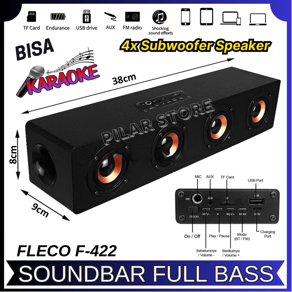 Jual SERBA COD Soundbar FLECO F-422 Speaker Panjang Soundbar Bluetooth ...
