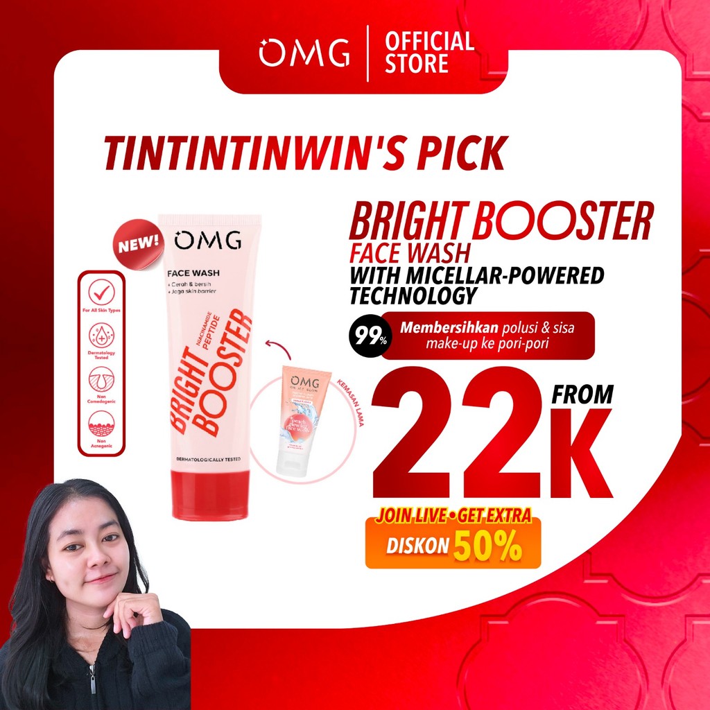 Jual [TINTINTINWIN'S PICKS] OMG Oh My Glow Bright Booster Face Wash 50ml & 100ml - Untuk Semua ...