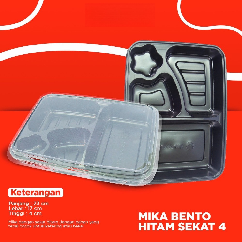 Jual Box Bento Bintang 4 Sekat [PET Hitam/Mika] - Kemasan Makanan Food ...