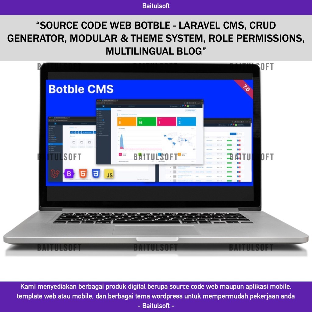 Jual SOURCE CODE APLIKASI WEB BOTBLE - LARAVEL CMS, CRUD GENERATOR, MODULAR & THEME SYSTEM, ROLE ...