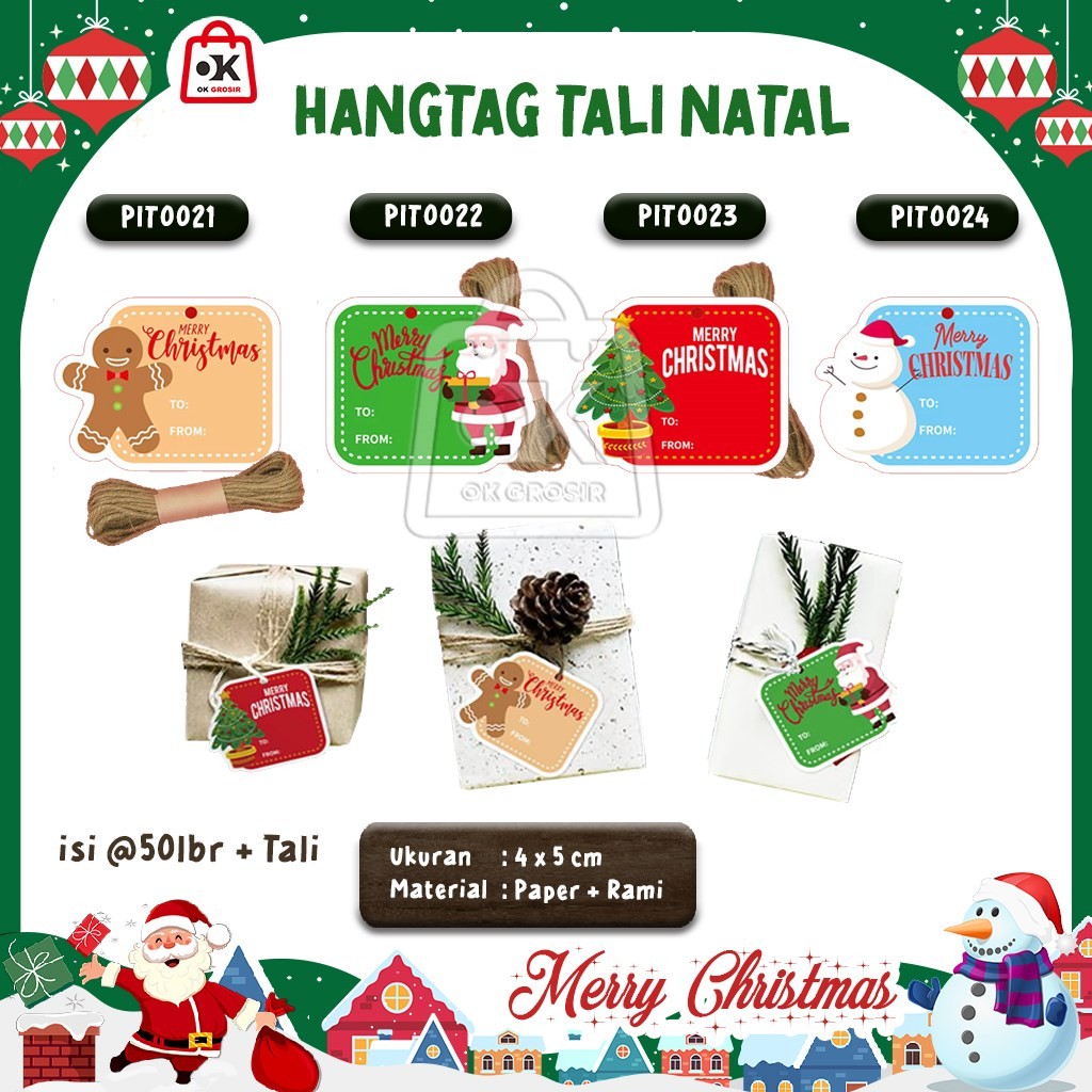 Jual Hangtag Tali Natal Christmas Hang Tag Tali Rami Hampers Gift Box ...