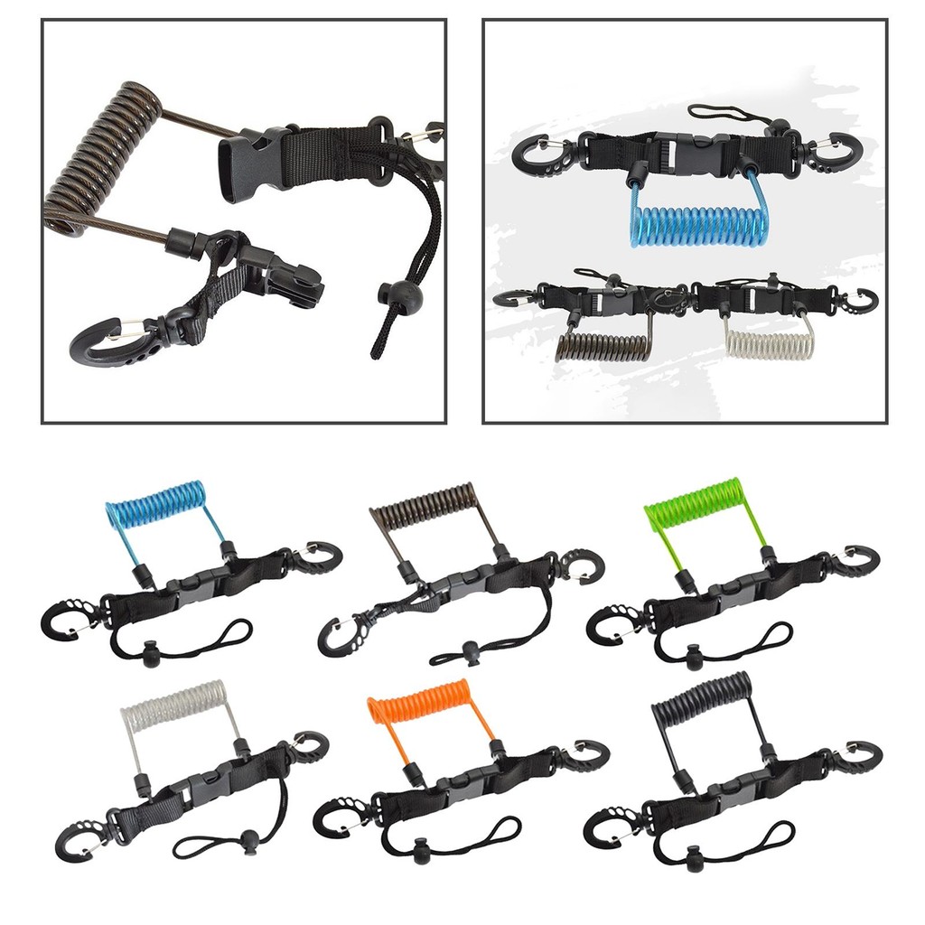 Jual Scuba Diving Coil Lanyard Camera Coil Lanyard with Clips Straps ...