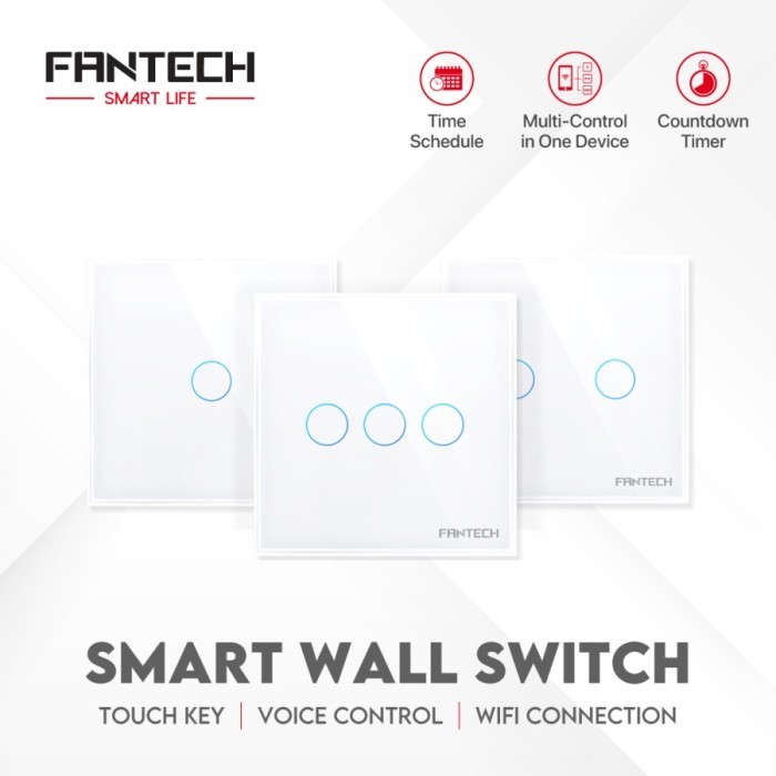 Jual Fantech Saklar Touch Smart Wall Switch Saklar Lampu Wi-Fi | Shopee ...